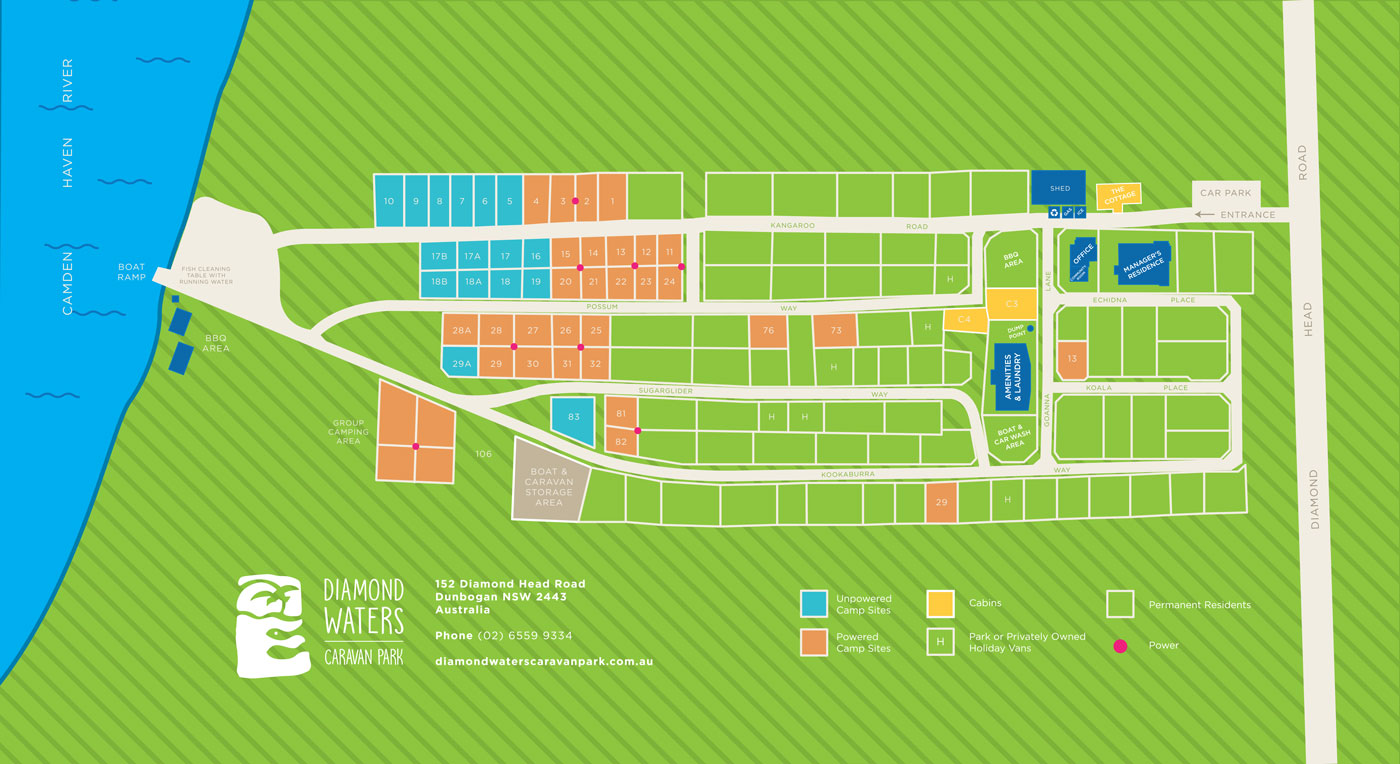 Park Map - Diamond Waters Caravan Park